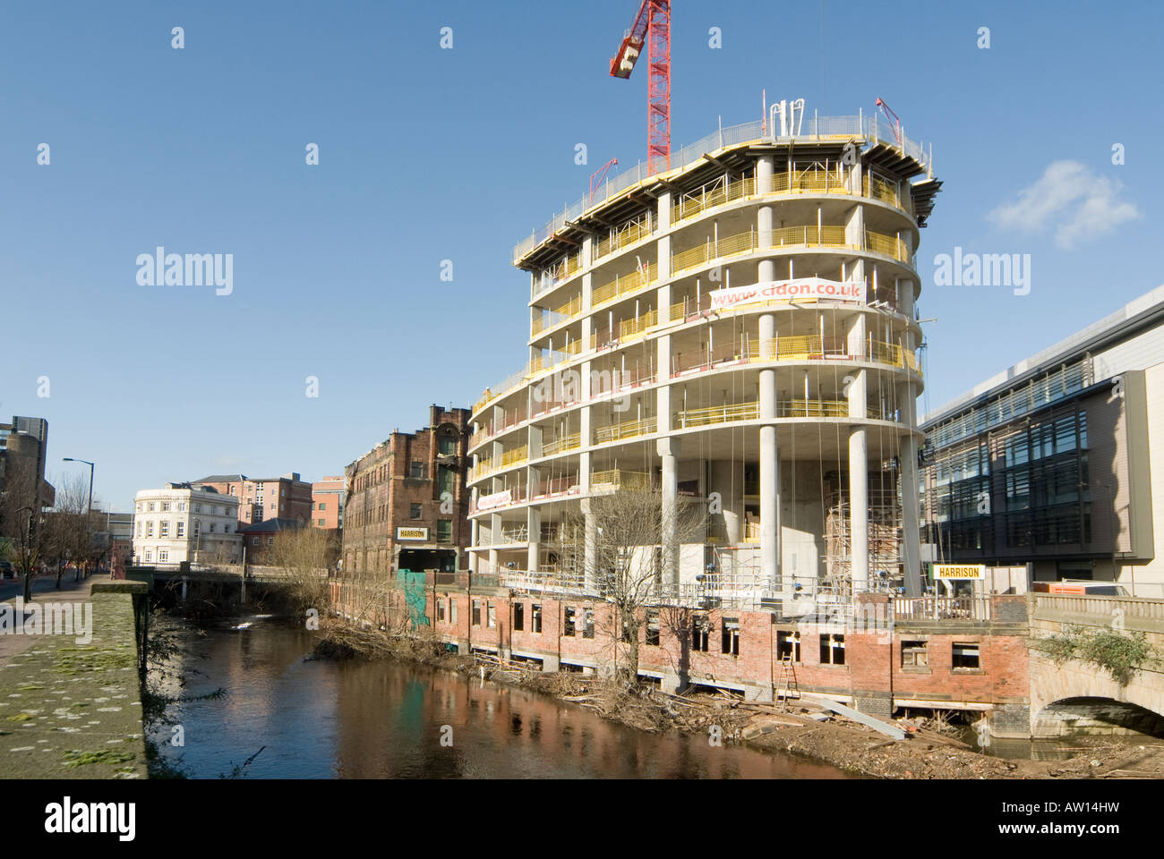 derelict building undergoing regeneration at the riverside in sheffield ...