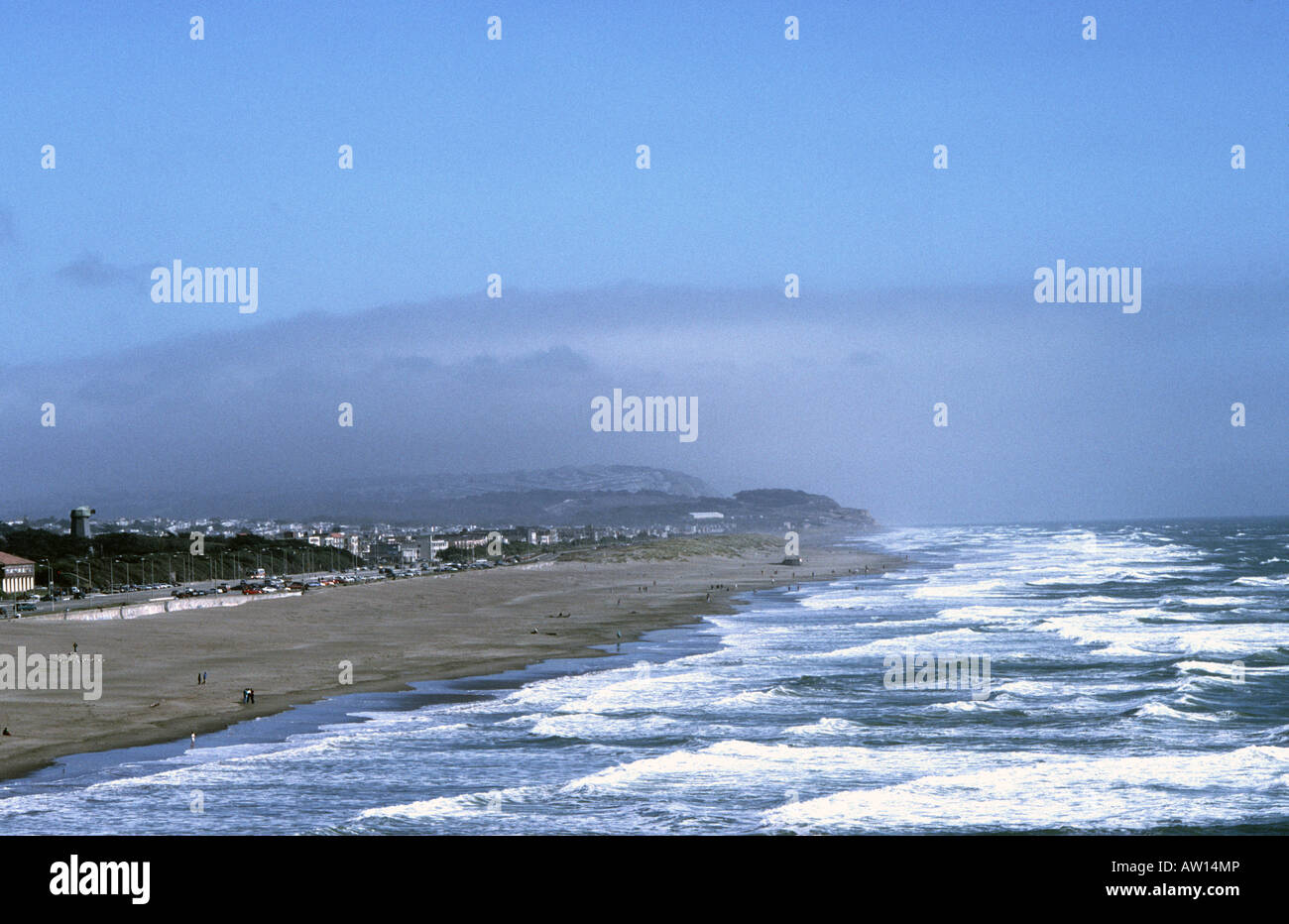 fog bank approaches Ocean Beach in San Francisco California Stock Photo ...