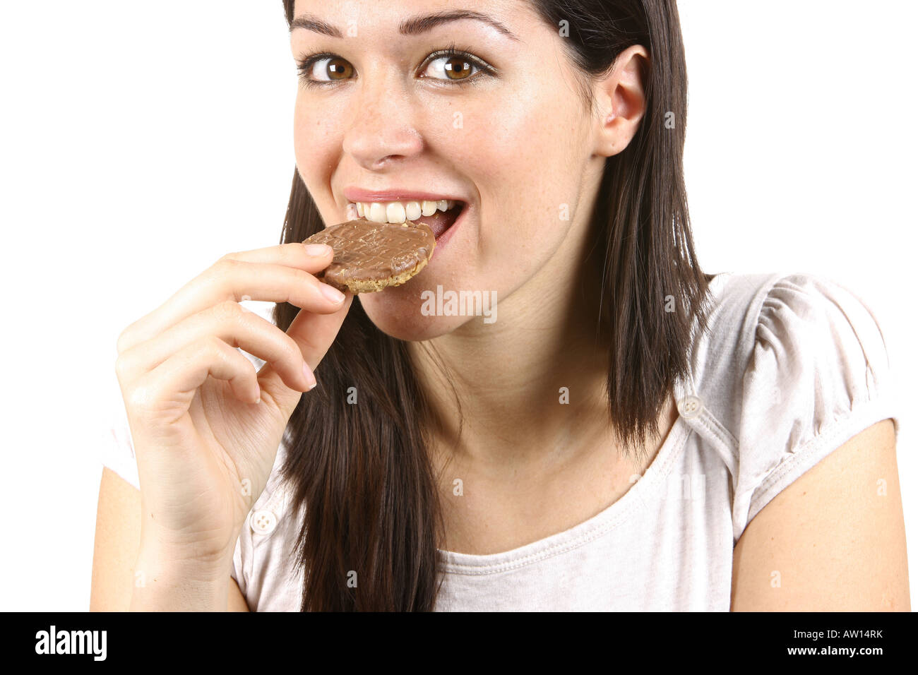 Young Woman Eating Biscuit Model Released Stock Photo - Alamy