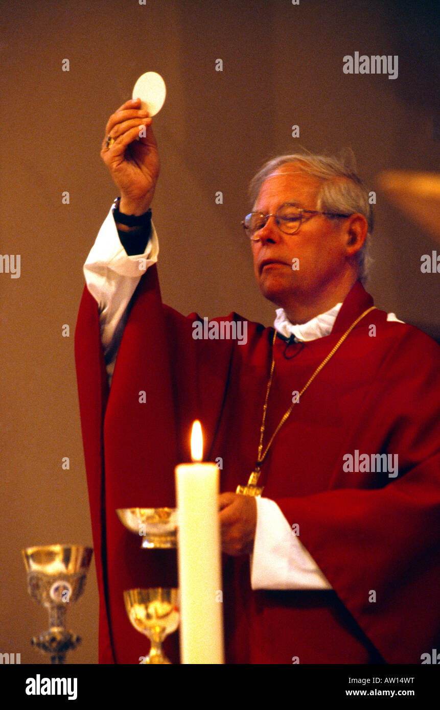 St Josephs Church Bishop Raising Host During Mass Stock Photo - Alamy