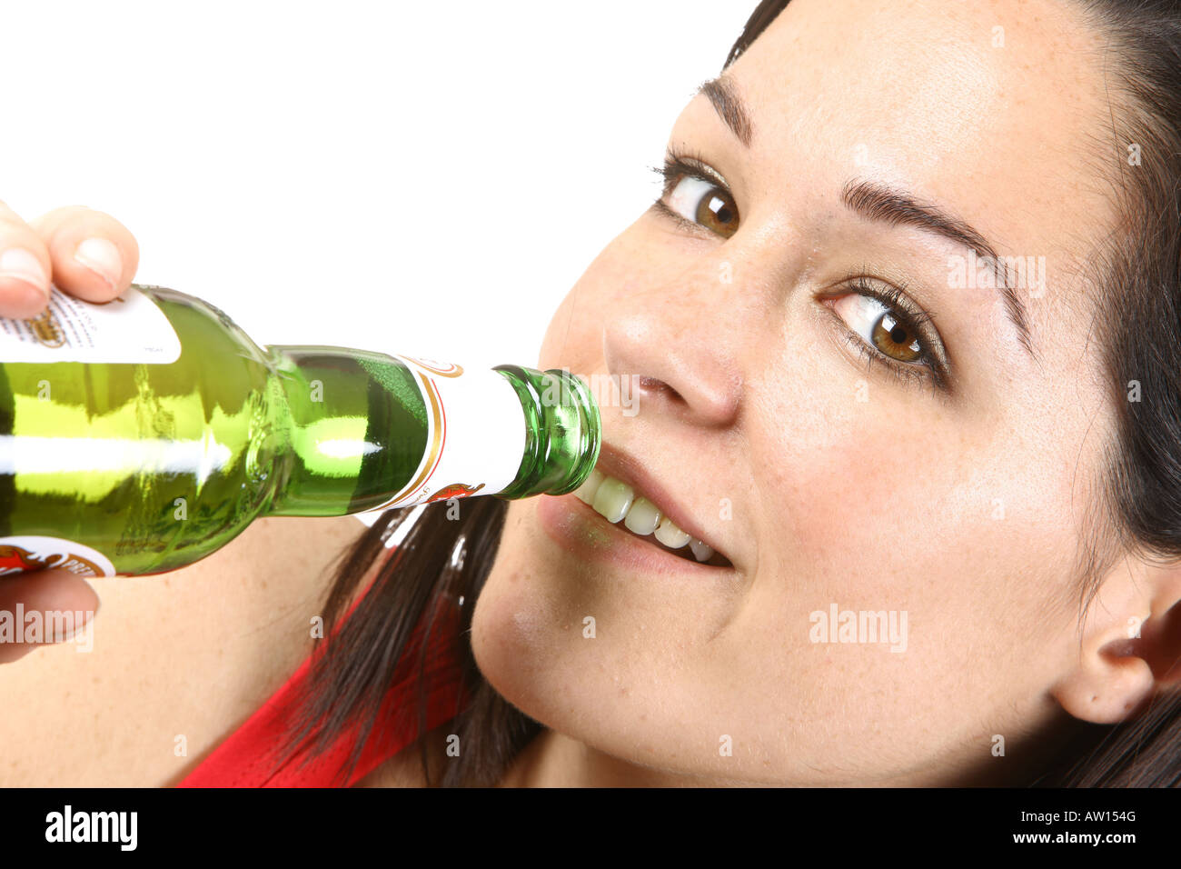 Young Woman Drinking Bottle of Beer Model Released Stock Photo - Alamy