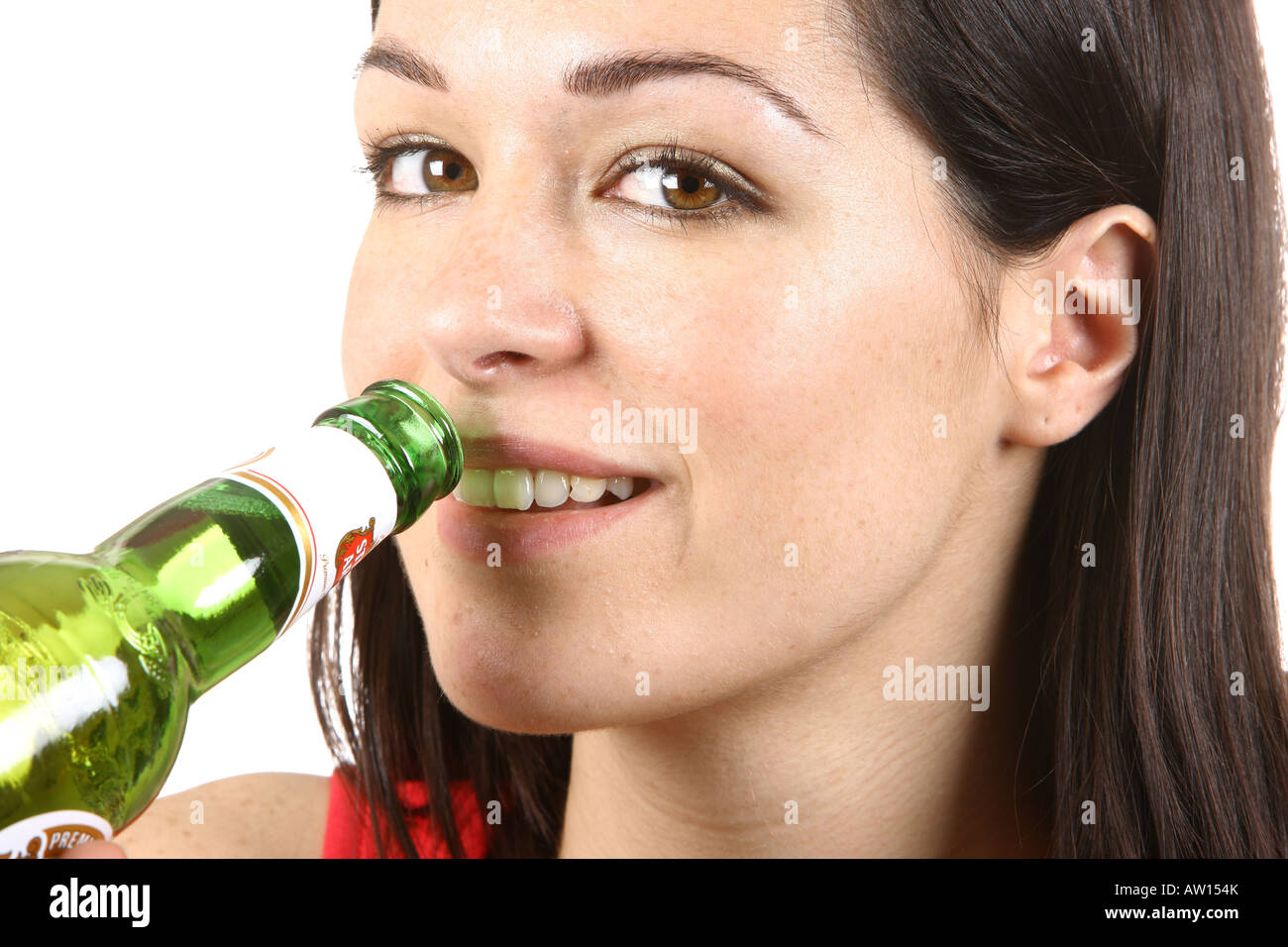 Young Woman Drinking Bottle of Beer Model Released Stock Photo - Alamy