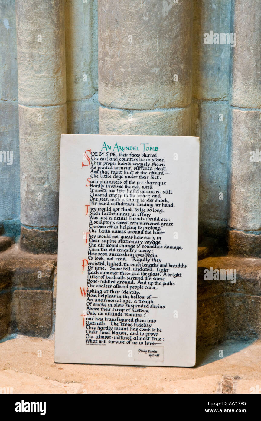 The Poem An Arundel Tomb By Philip Larkin Stock Photo Alamy