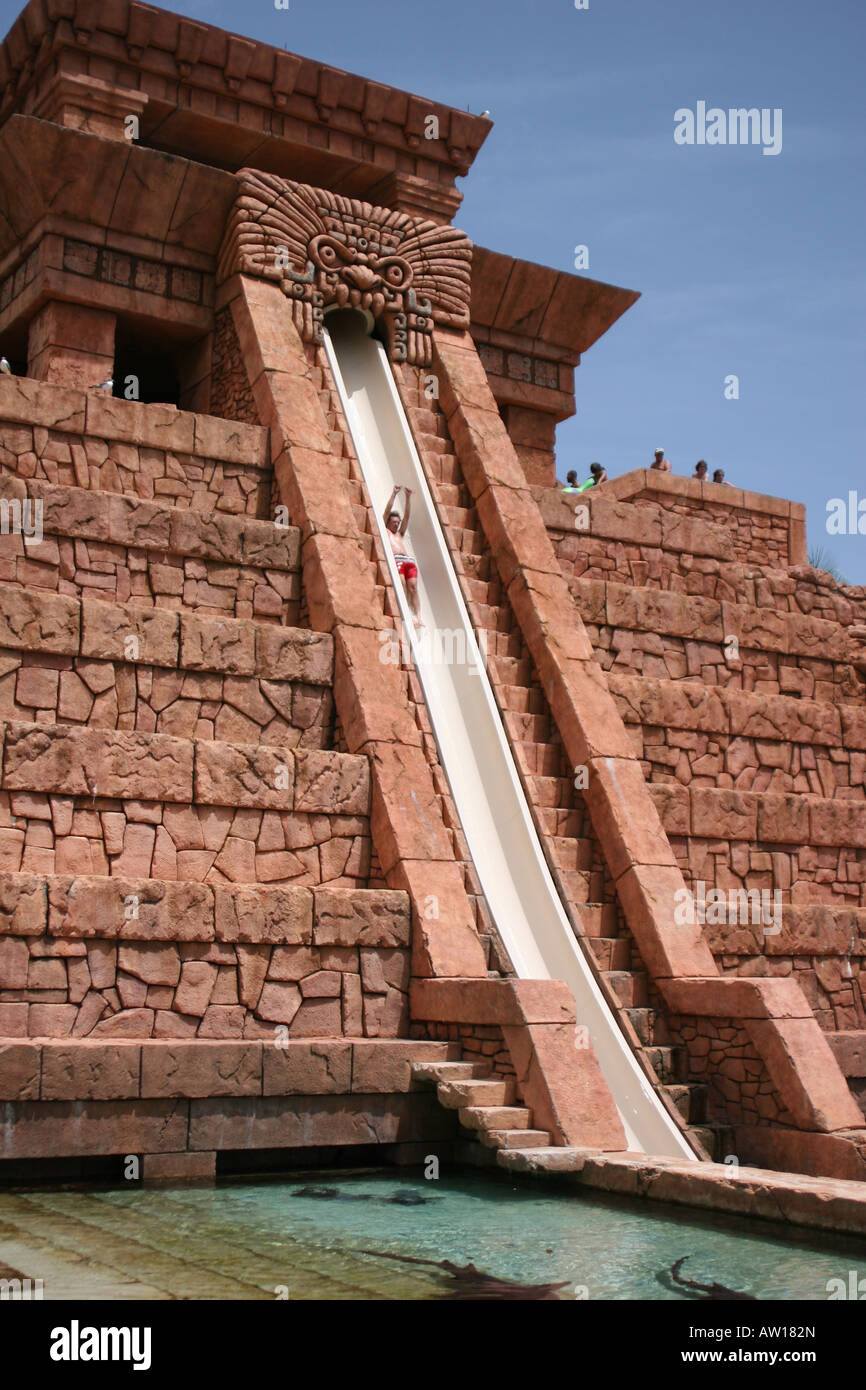 Leap of Faith waterslide from the top of the Mayan Temple Atlantis ...