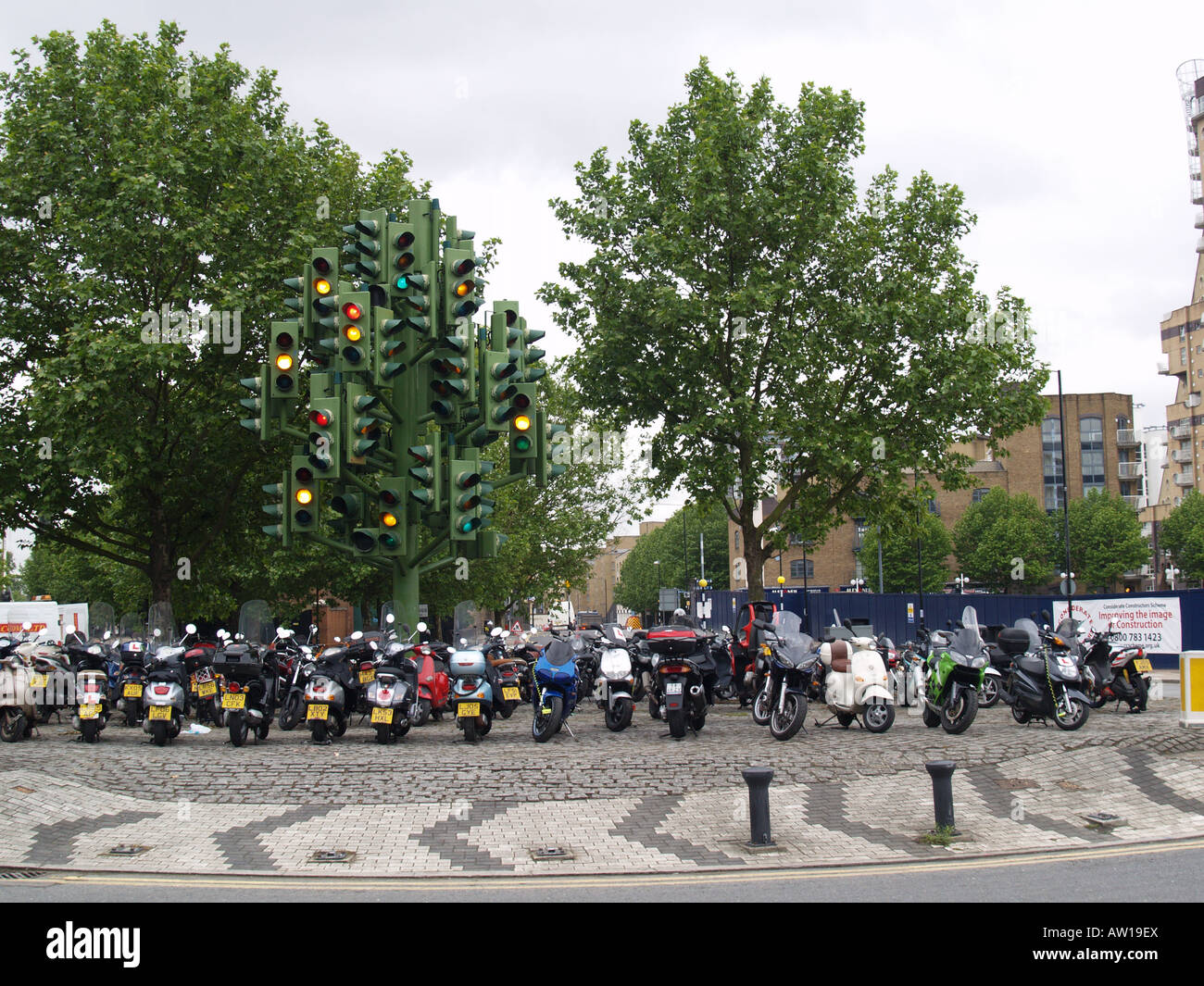 motor bike scooter parking bays on roundabout Stock Photo - Alamy