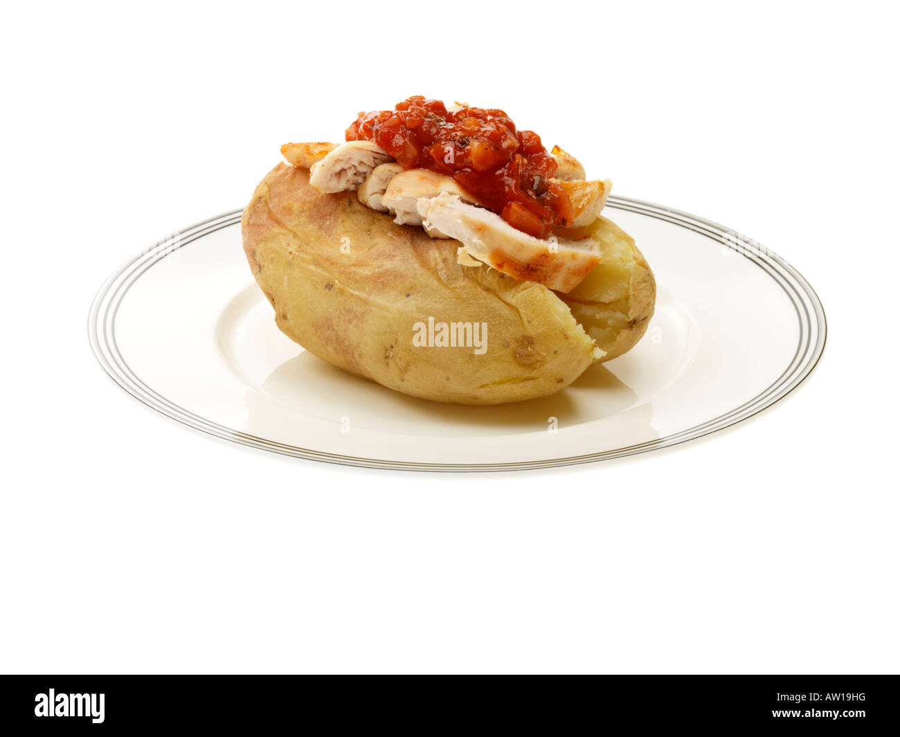 Jacket Potato With Chicken and Salsa Stock Photo - Alamy