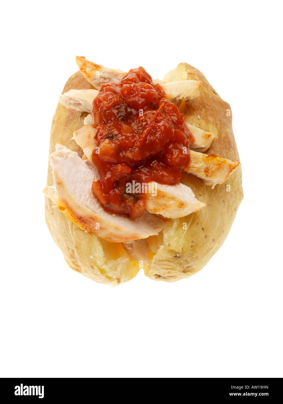 Jacket Potato With Chicken and Salsa Stock Photo - Alamy