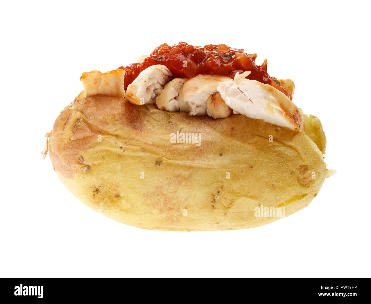Jacket Potato With Chicken and Salsa Stock Photo - Alamy