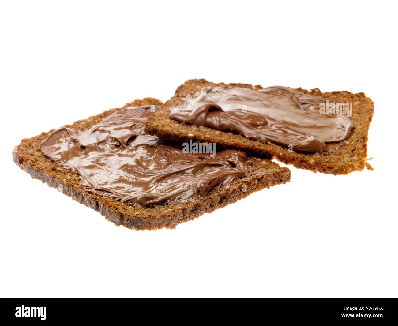 Toasted Rye Bread With Chocolate Spread Stock Photo - Alamy