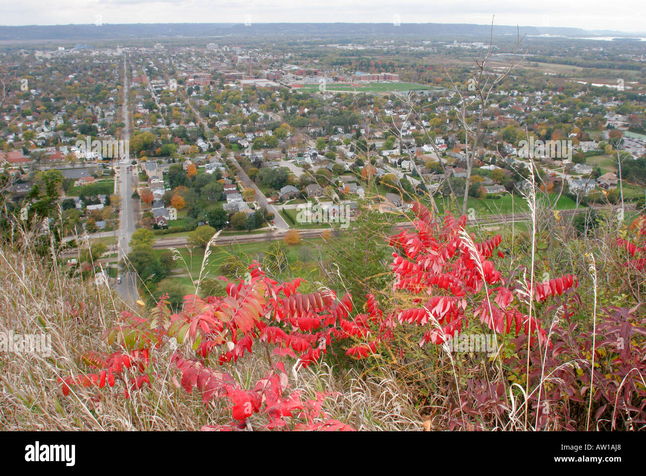 La Crosse Wisconsin,Mississippi River water Granddad Bluff Park,view ...