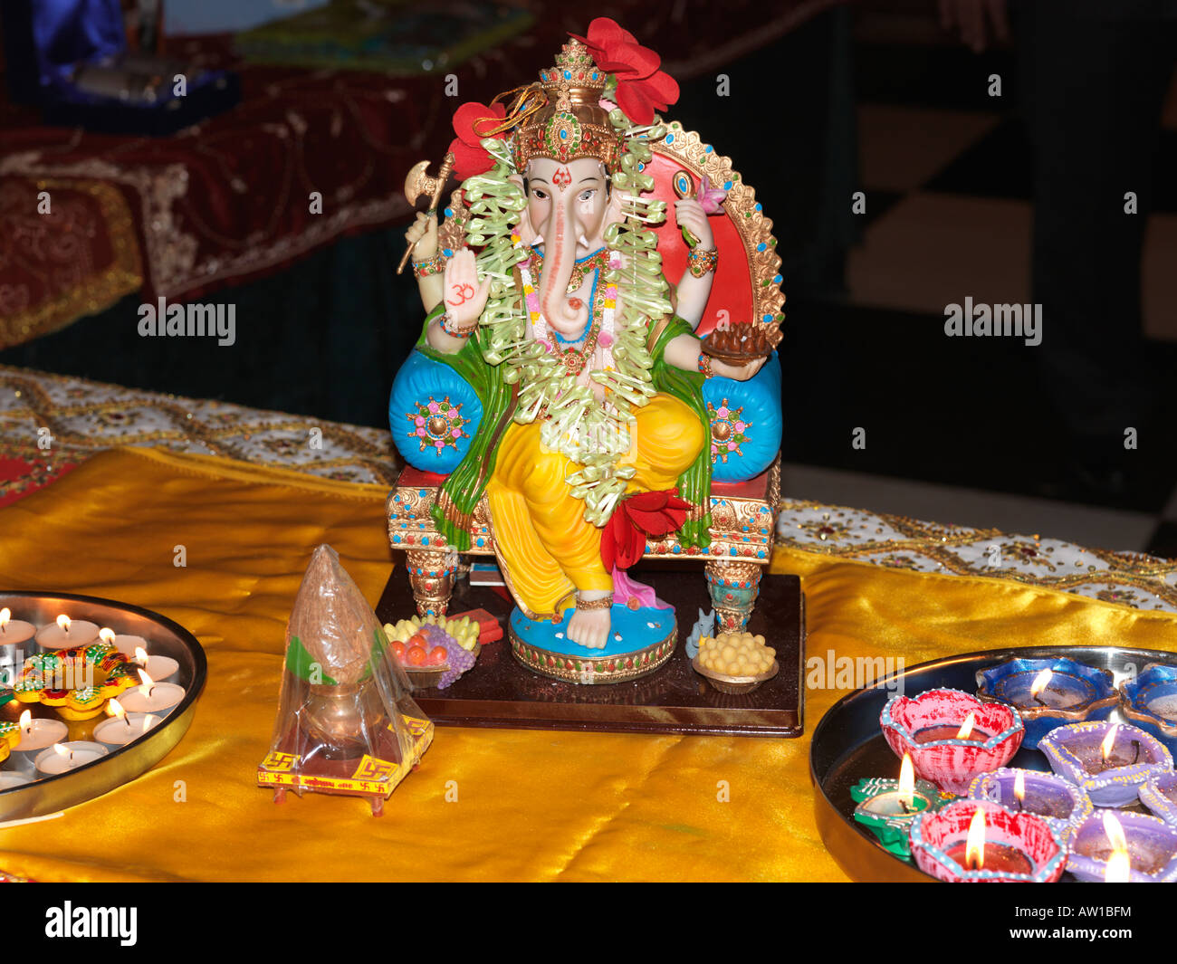 Diwali Wandswoth Town Hall London Hindu God Lord Ganesh and Divas Stock ...