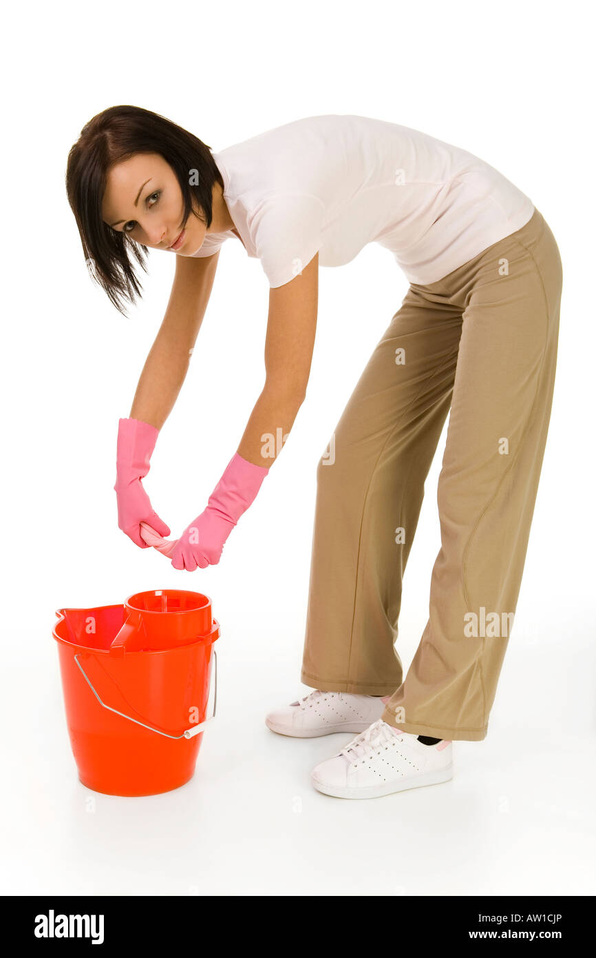 Woman bucket housework Cut Out Stock Images & Pictures - Alamy