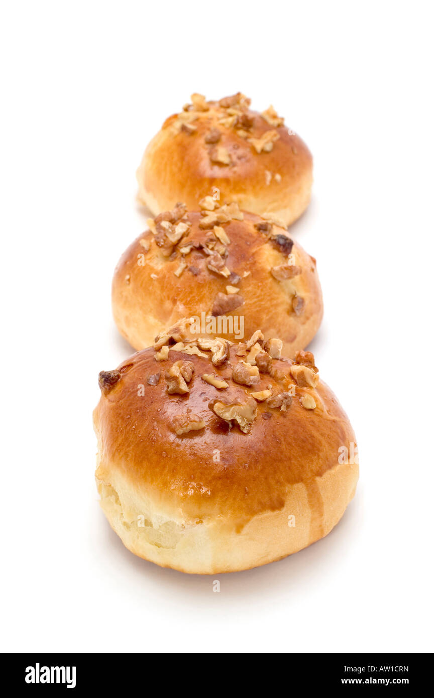 object on white food bun with nuts Stock Photo - Alamy