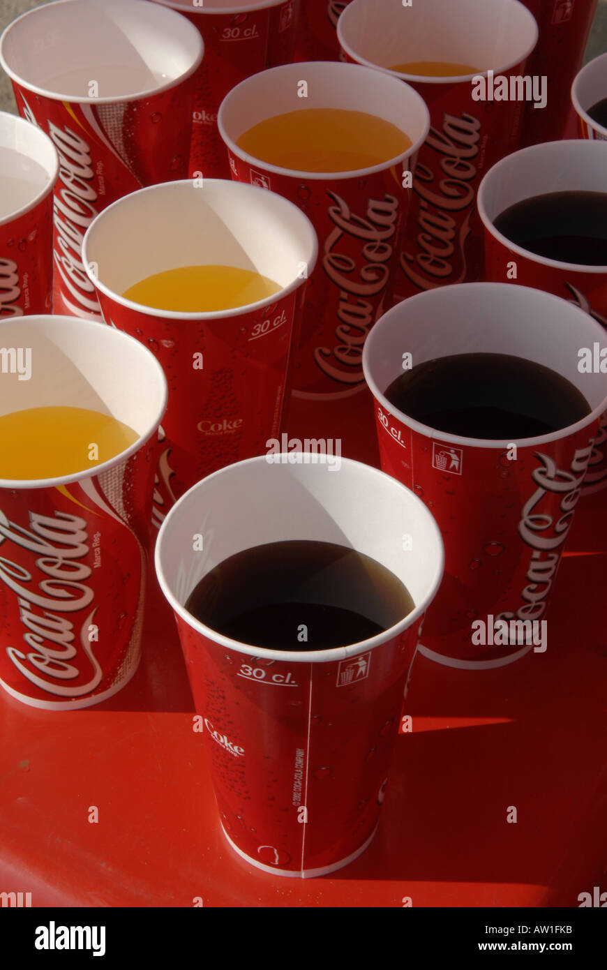 Glasses of coke and orange soda in Home de Ferro Triathlon Race, Santa ...