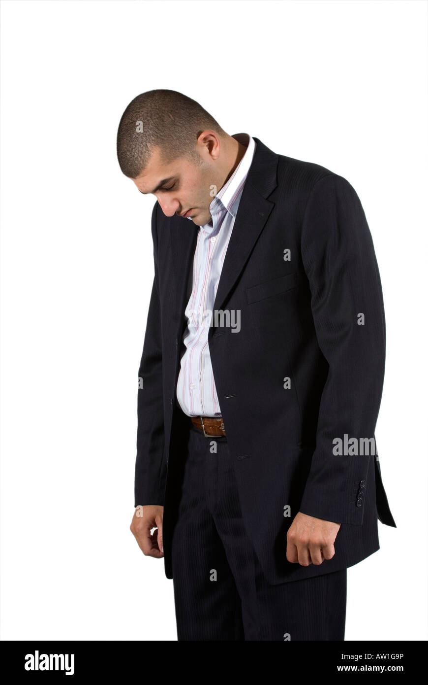 Sad business man hands down Stock Photo - Alamy