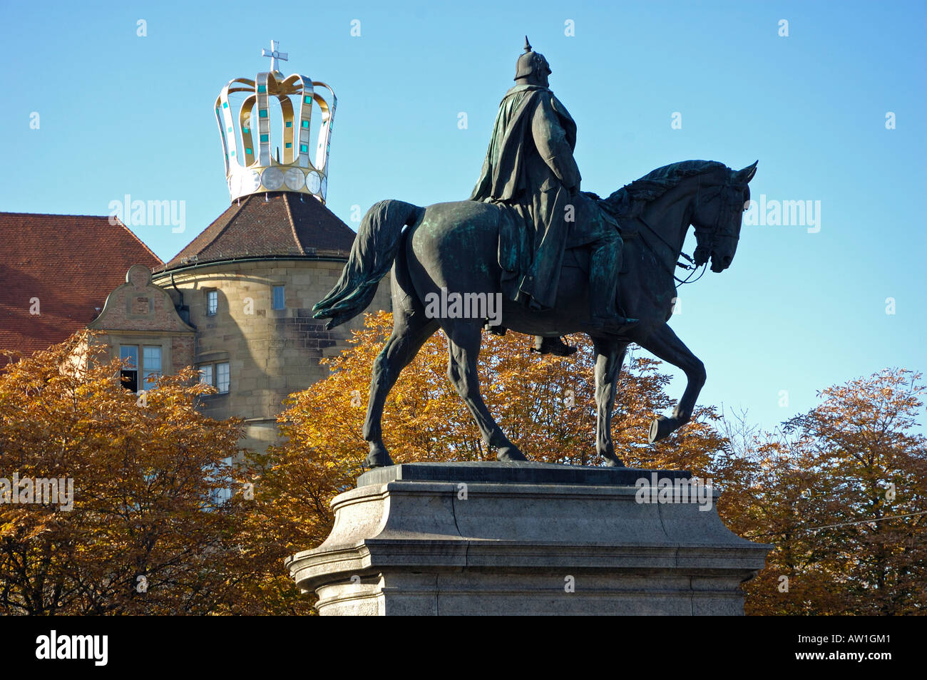 Monument to german emperor Wilhelm I., Karlsplatz, Stuttgart, Baden ...