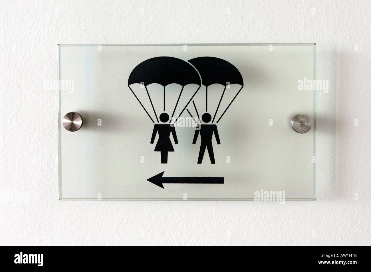 Sign for the restroom / lavatory - designed with sky divers Stock Photo ...