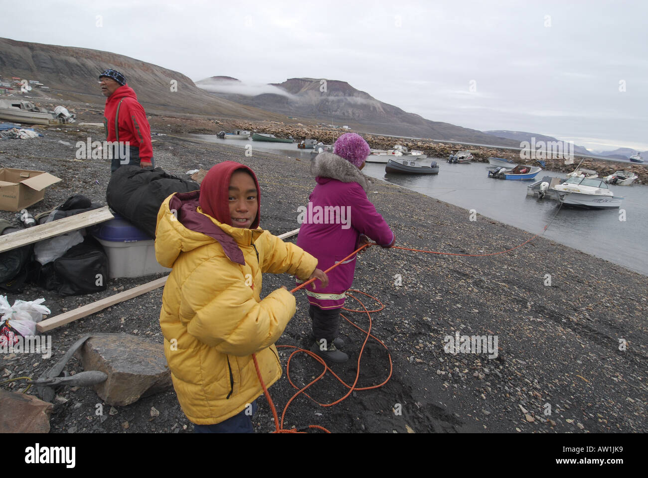 Inuit family Coastal Inuit community of Arctic Bay Lancaster Sound HIgh ...