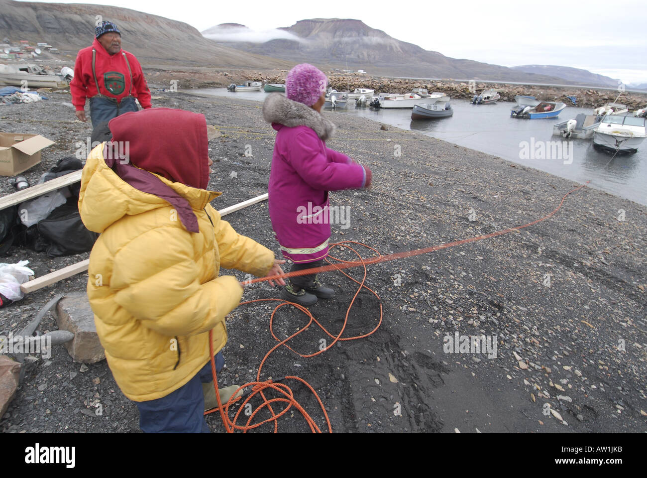 Inuit family Coastal Inuit community of Arctic Bay Lancaster Sound HIgh ...