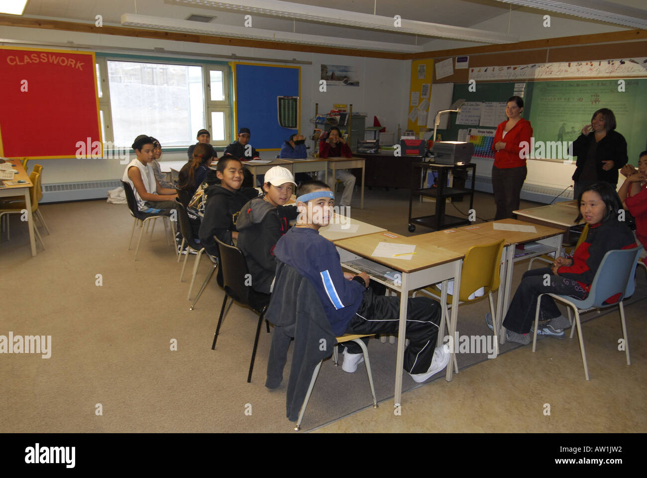 Classroom in a school Coastal Inuit community of Arctic Bay Lancaster ...