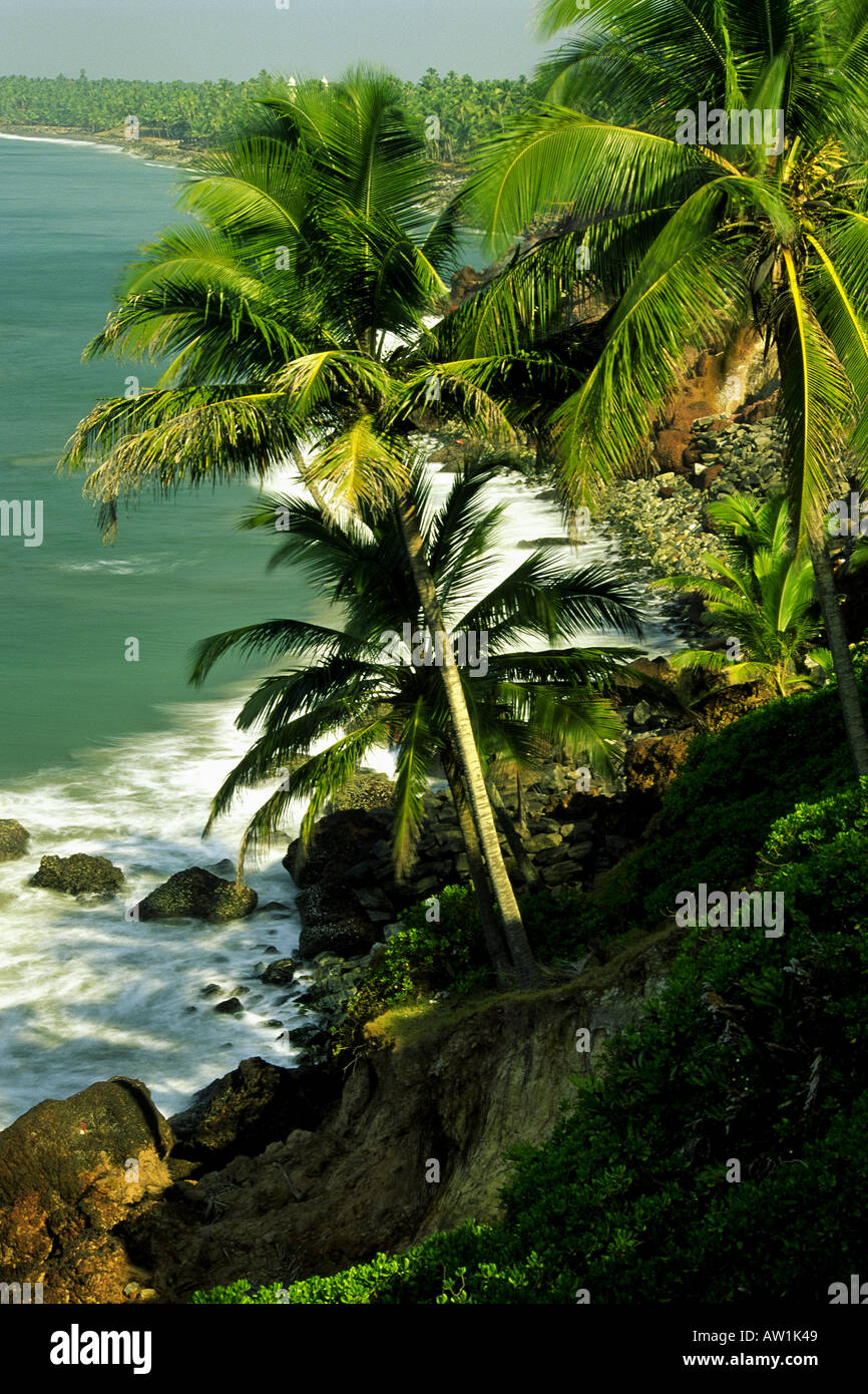 Varkala beach coast line in the State of Kerala South India Stock Photo ...