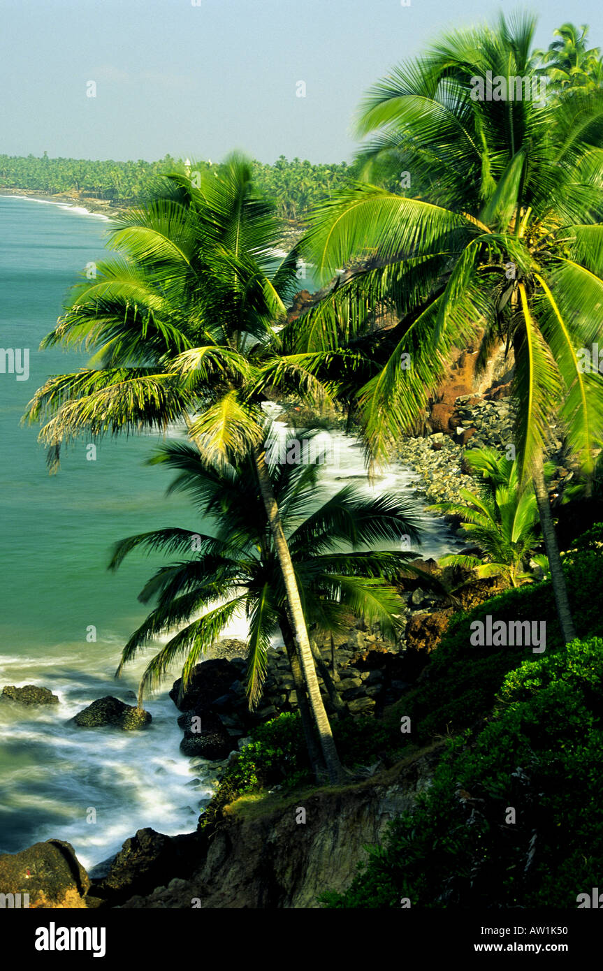 Varkala beach coast line in the State of Kerala South India Stock Photo ...