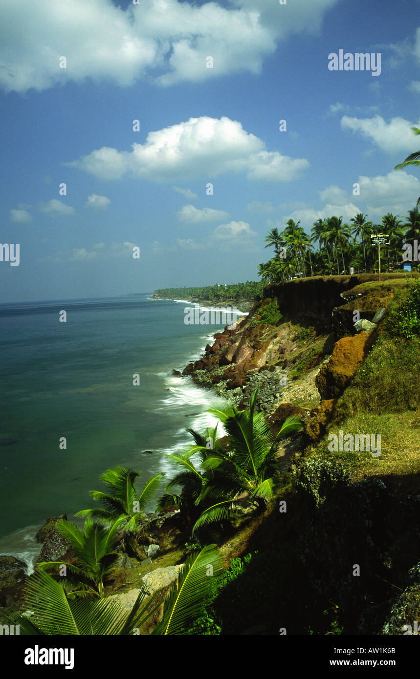 Varkala beach coast line in the State of Kerala South India Stock Photo ...