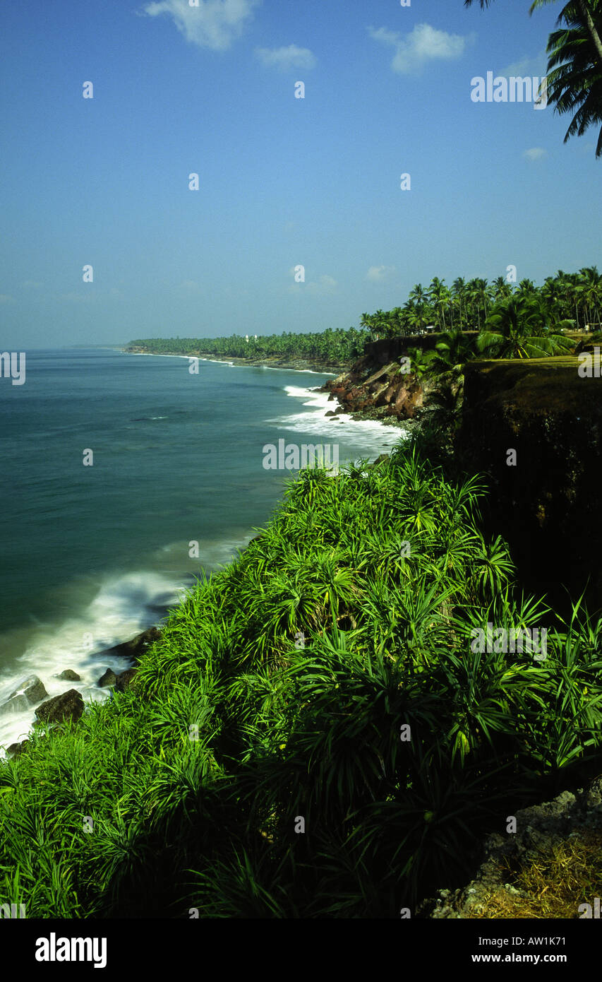 Varkala beach coast line in the State of Kerala South India Stock Photo ...