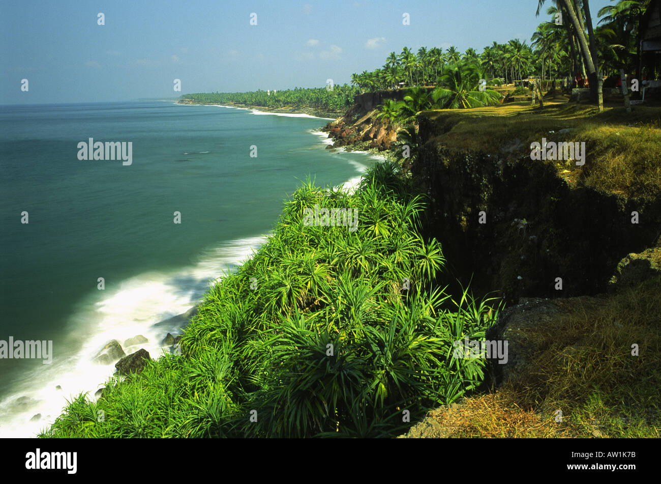 Varkala beach coast line in the State of Kerala South India Stock Photo ...