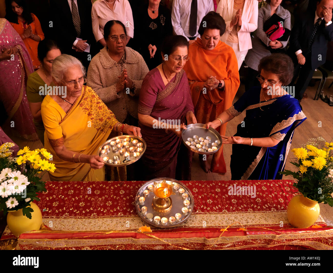 Diwali Wandswoth Town Hall London Women Performing the Arti Ceremony ...