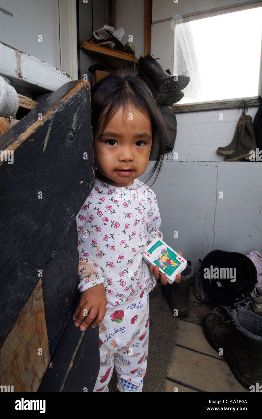 Inuit girl Pond Inlet Baffin Island High Arctic Canada isolated remote ...