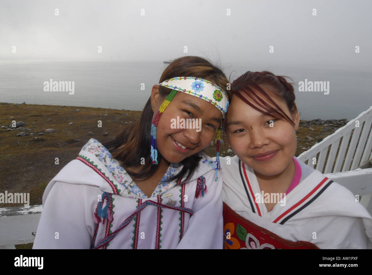 Model released inuit teens throat singing wearing their traditional ...