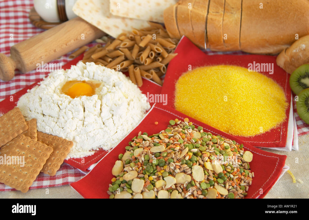 Legumes pasta egg flour biscuits corn polenta traditional Italian food ...