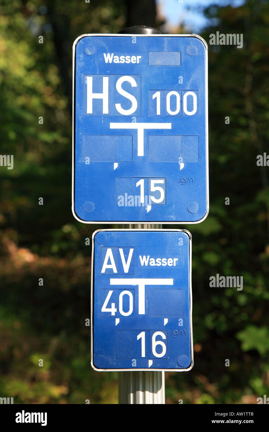 Information board - water connection point Stock Photo - Alamy