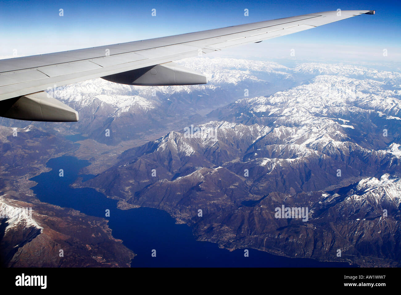 View from a plane, Alps, Lake Garda, Italy Stock Photo - Alamy