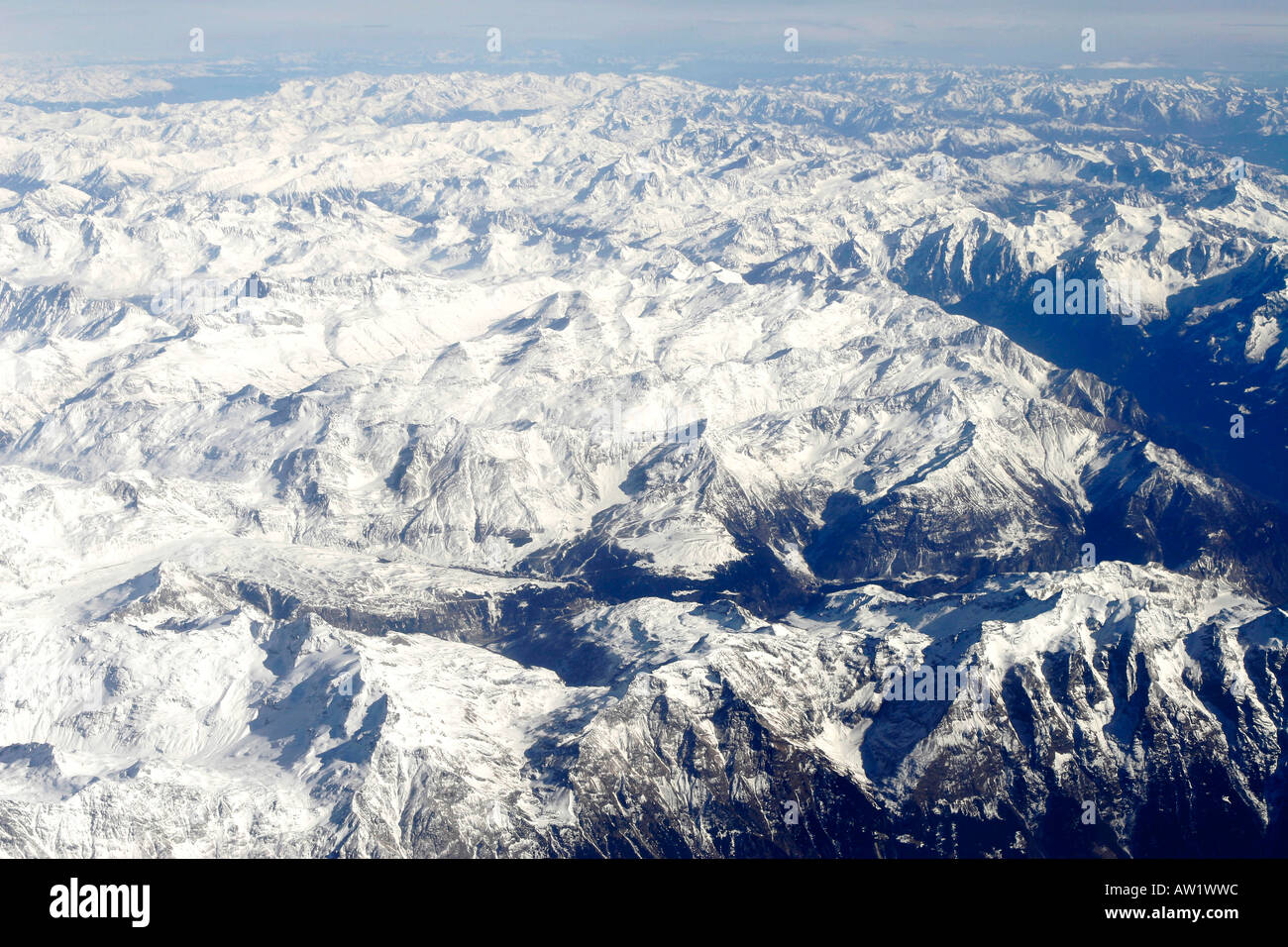 View from a plane, Alps Stock Photo - Alamy