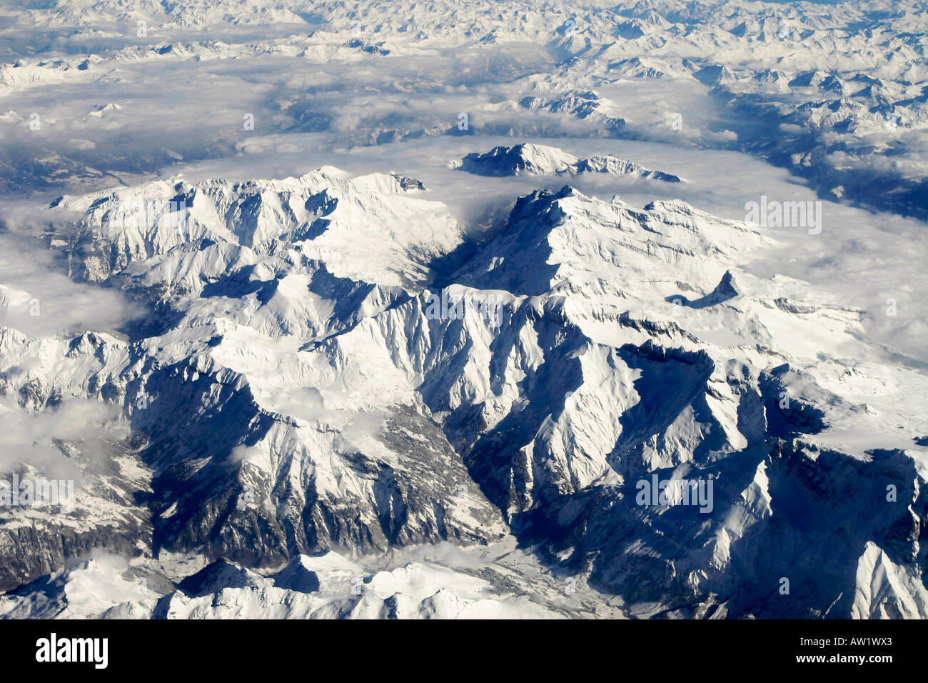 View from a plane, Alps Stock Photo - Alamy