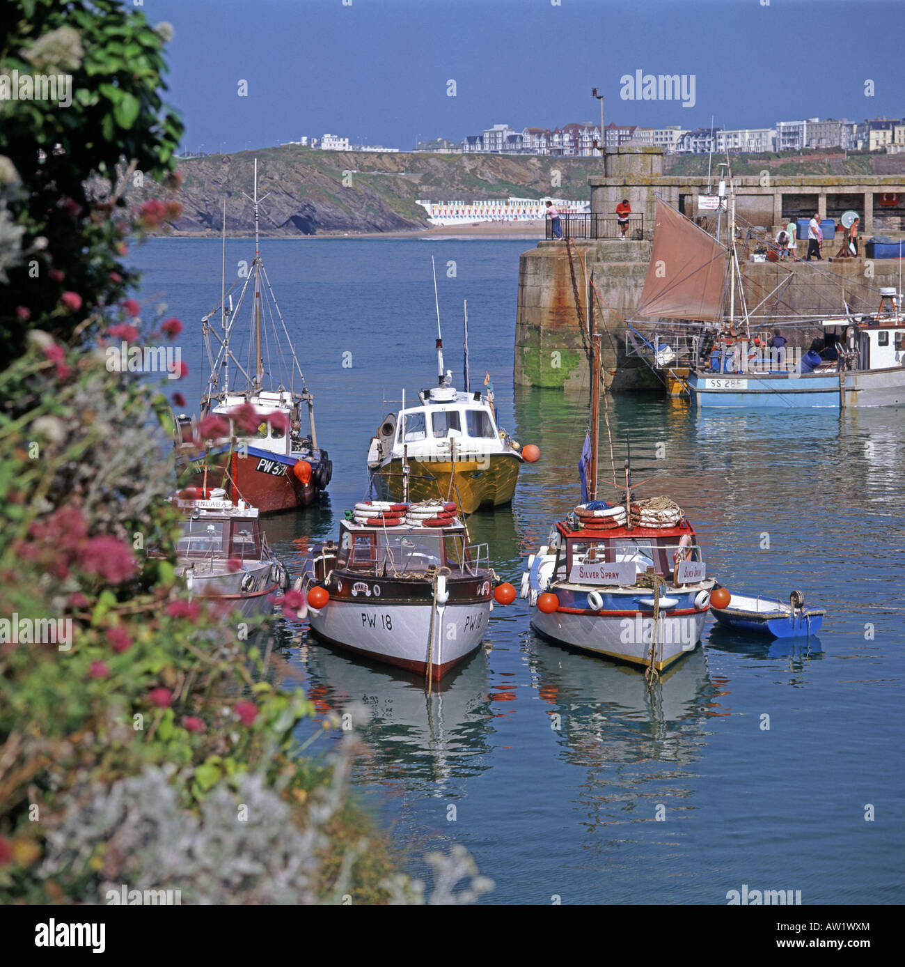 Harbour scene with fishing boats Stock Photo - Alamy