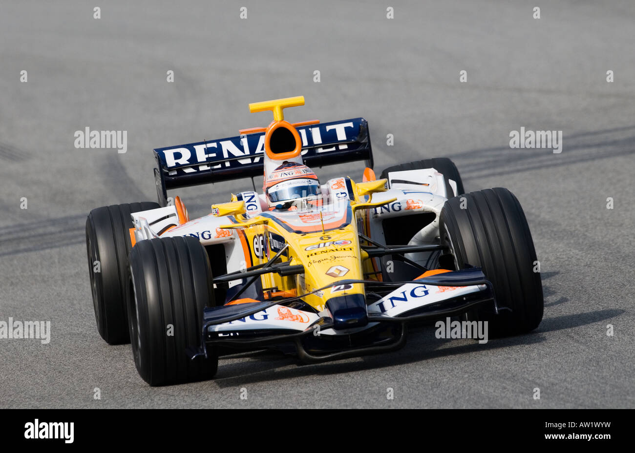 Nelson PIQUET jun. in the Renault R28 Racecar during Formula 1 testing ...