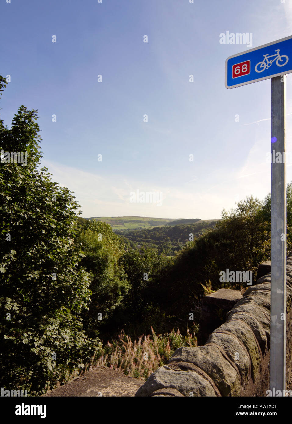 Sustrans route number 68 with vistas over the pennines near Hebden ...