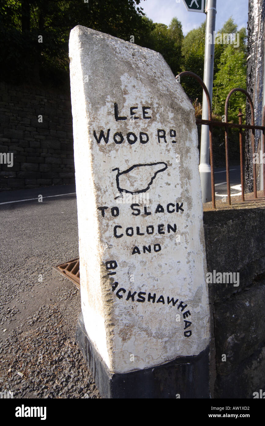 Historic road sign to Slack Colden and Blackshawheath Yorkshire UK ...