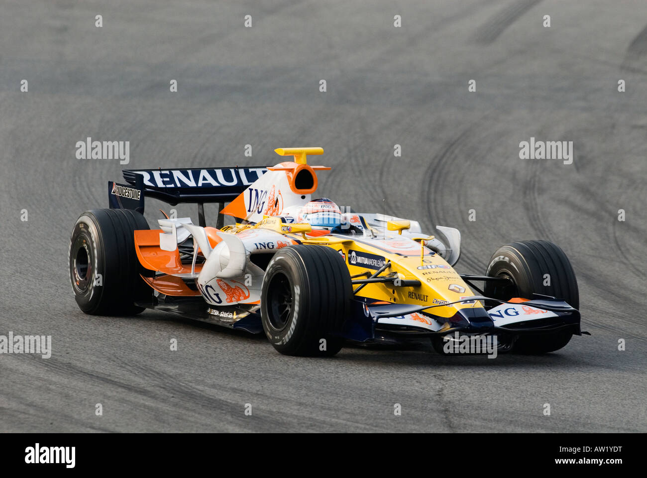 Nelson PIQUET jun. in the Renault R28 Racecar during Formula 1 testing ...