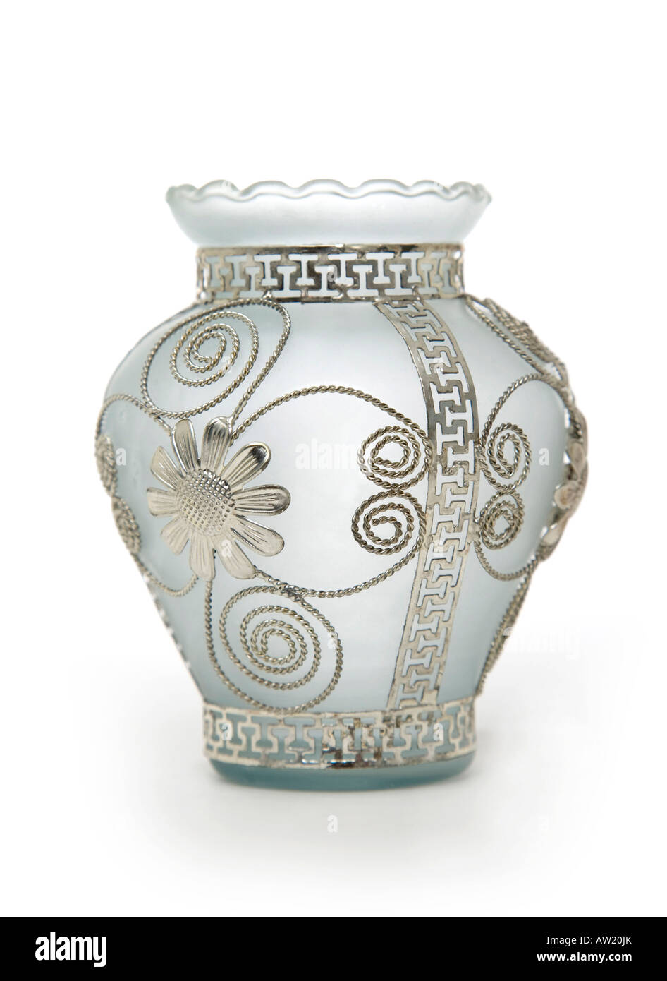 ground glass vase with silver decorations, from Lefkara, Cyprus Stock ...