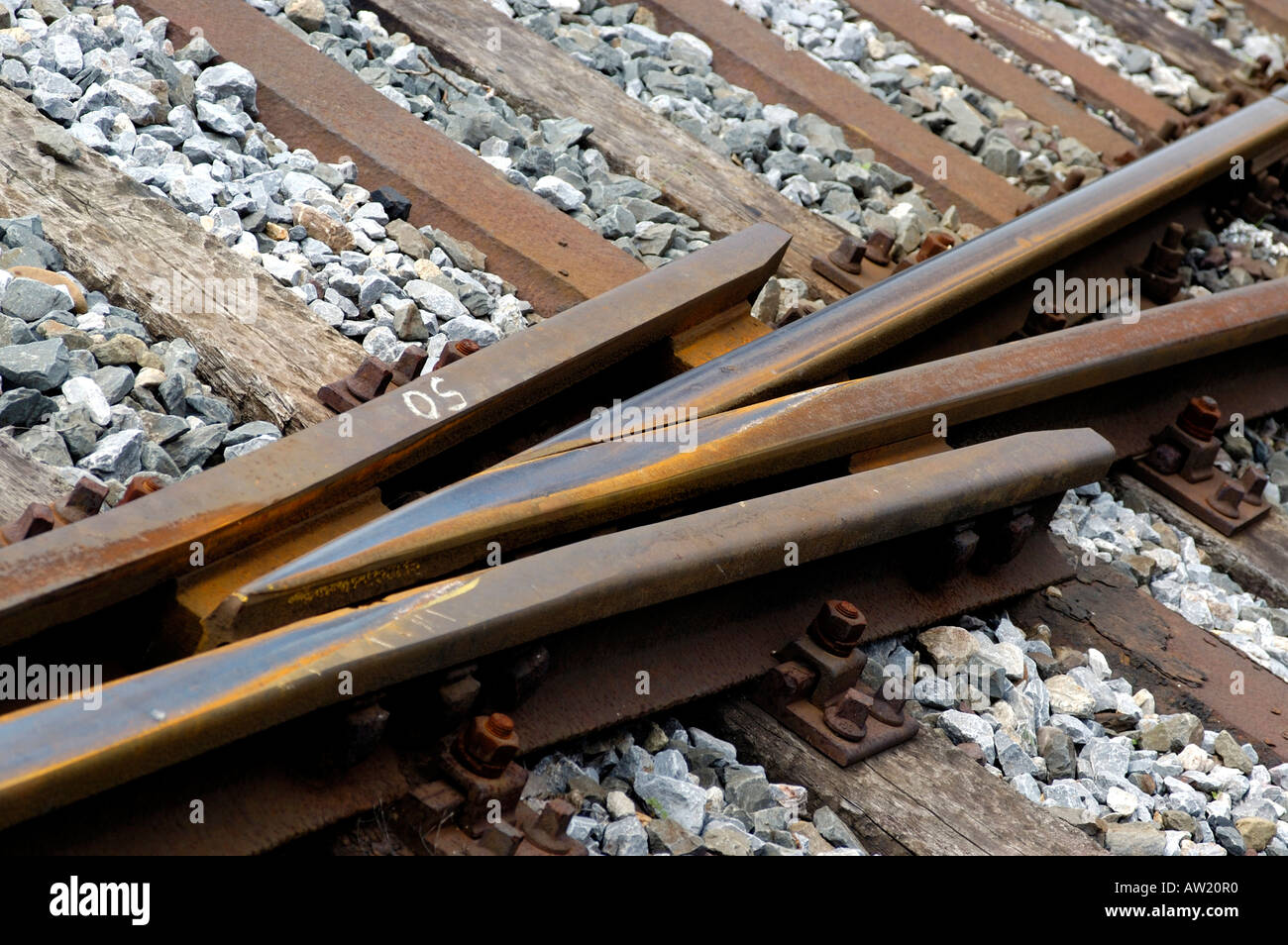 Railroad tracks, point Stock Photo - Alamy