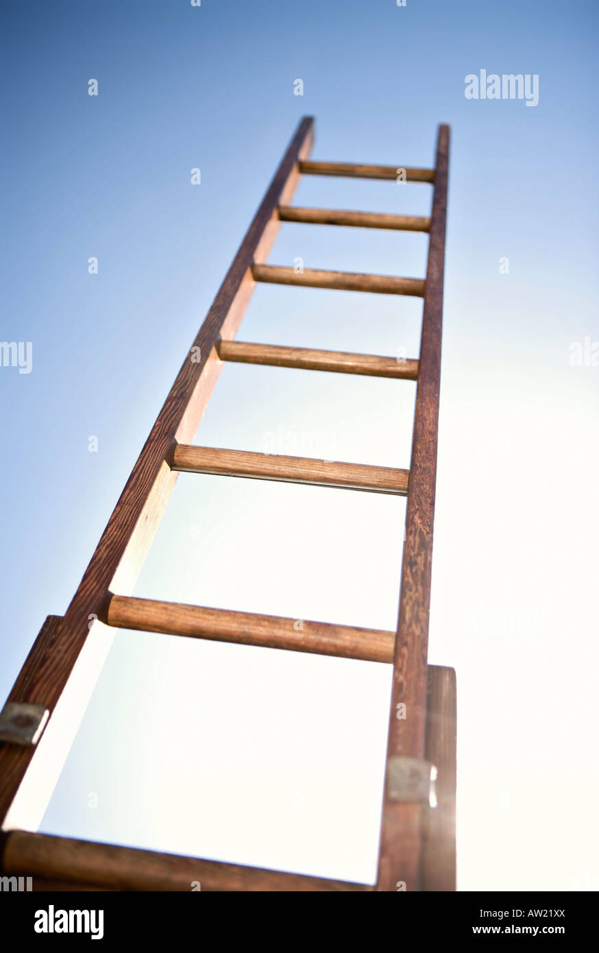A two-piece section vintage wooden ladder Stock Photo - Alamy