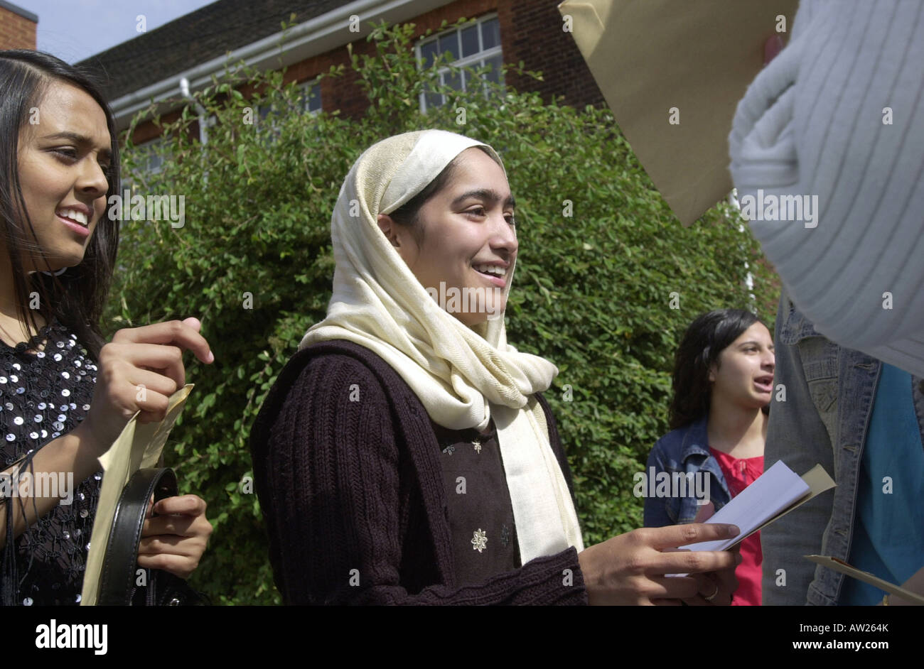 Young gcse students celebrate their success Luton Beds UK Stock Photo ...
