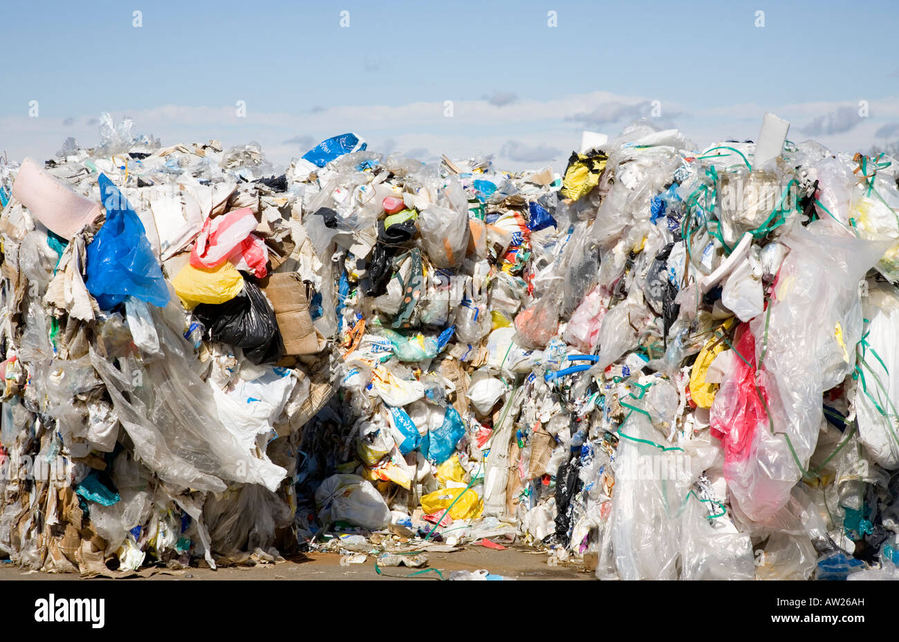 Inventory piles of assorted plastic waste , collected for recycling ...