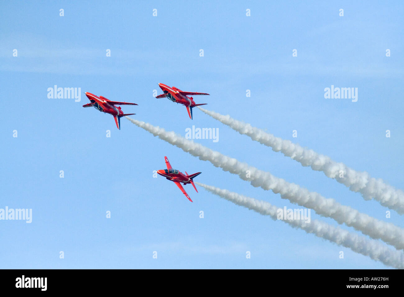 The Red Arrows,fly passed, tri-planes. Vapor trails Stock Photo - Alamy