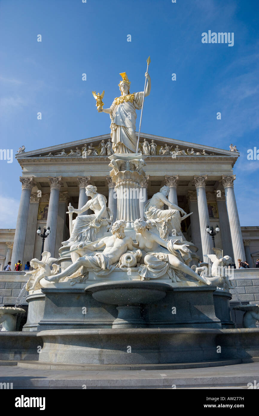 The Athena Fountain in front of the Austrian Parliament Vienna Austria ...