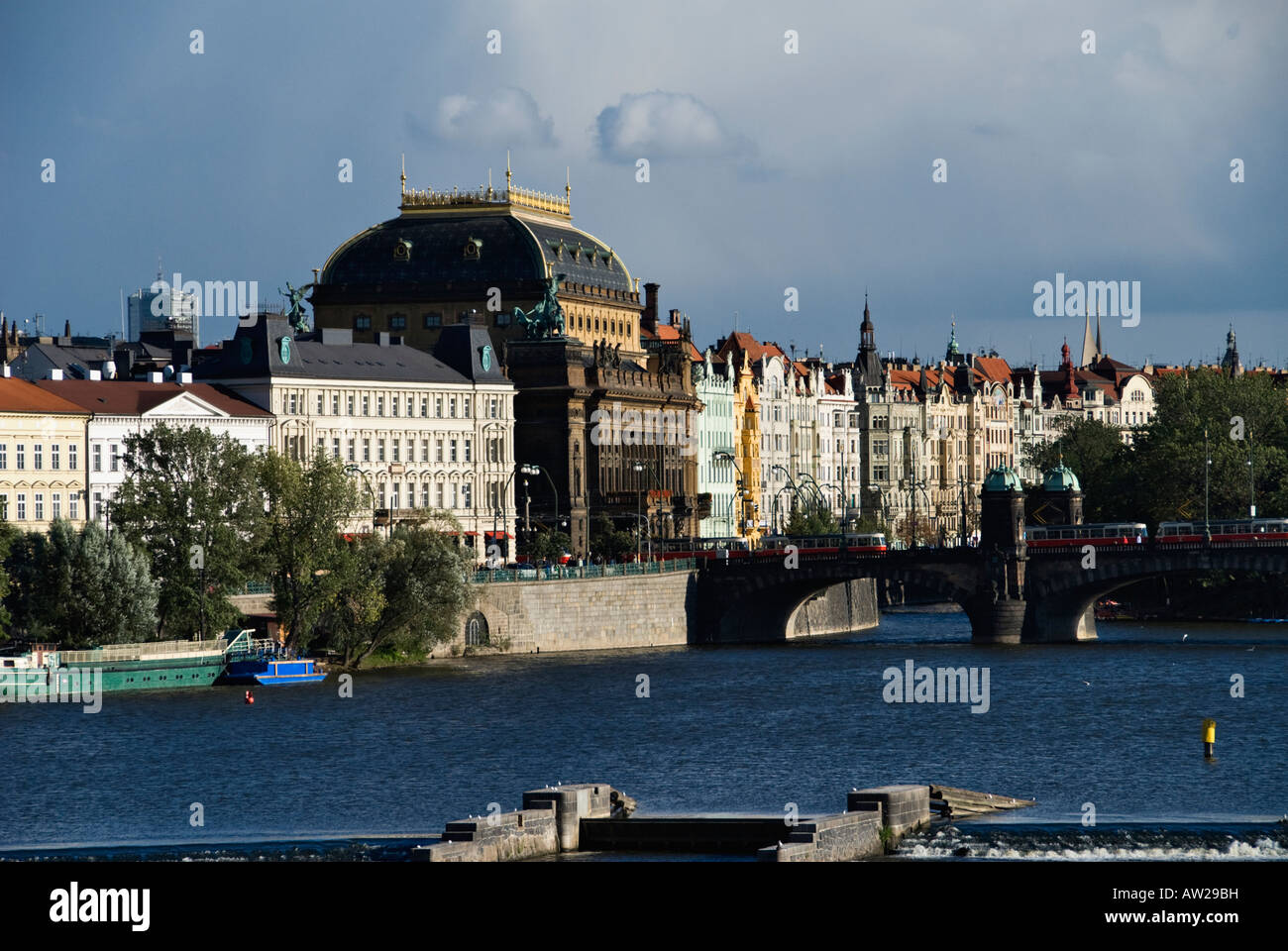 Prague Opera House Vlatava River in Prague Czech Republic Stock Photo ...